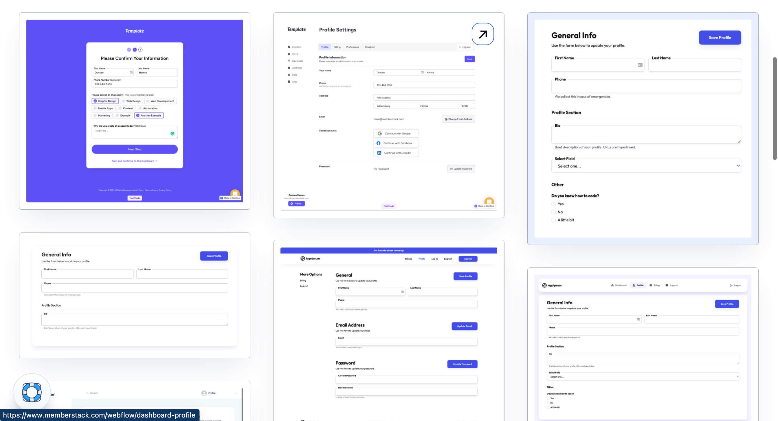 Free Webflow Profile (Custom Fields) Components | Copy & Paste